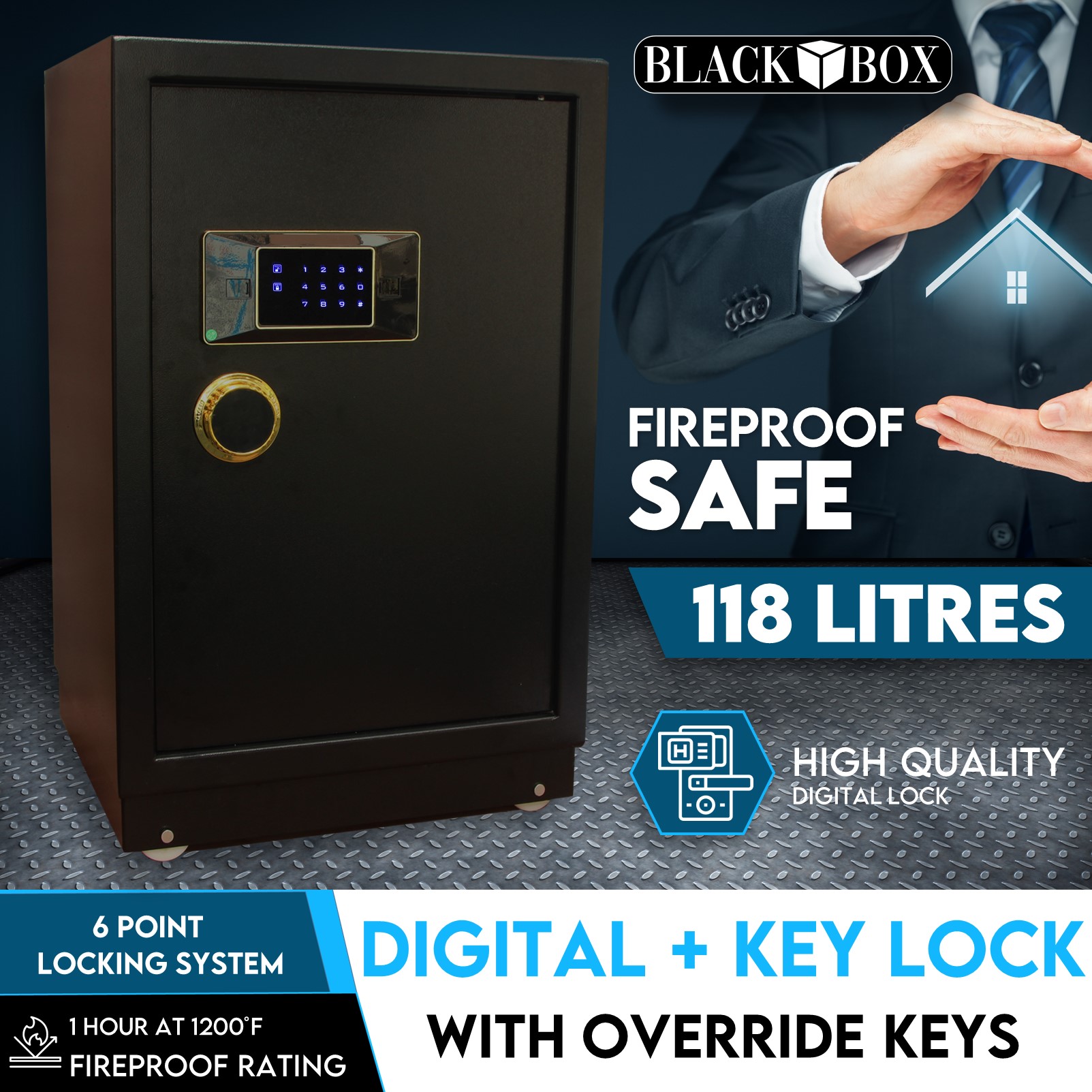 Electronic Fire Proof Safe Heavy Duty Security Safety Box Digital Code ...